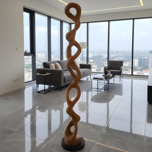 Abstract Large Floor Wooden Statue Handcrafted Sculpture for Wabi Sabi ...