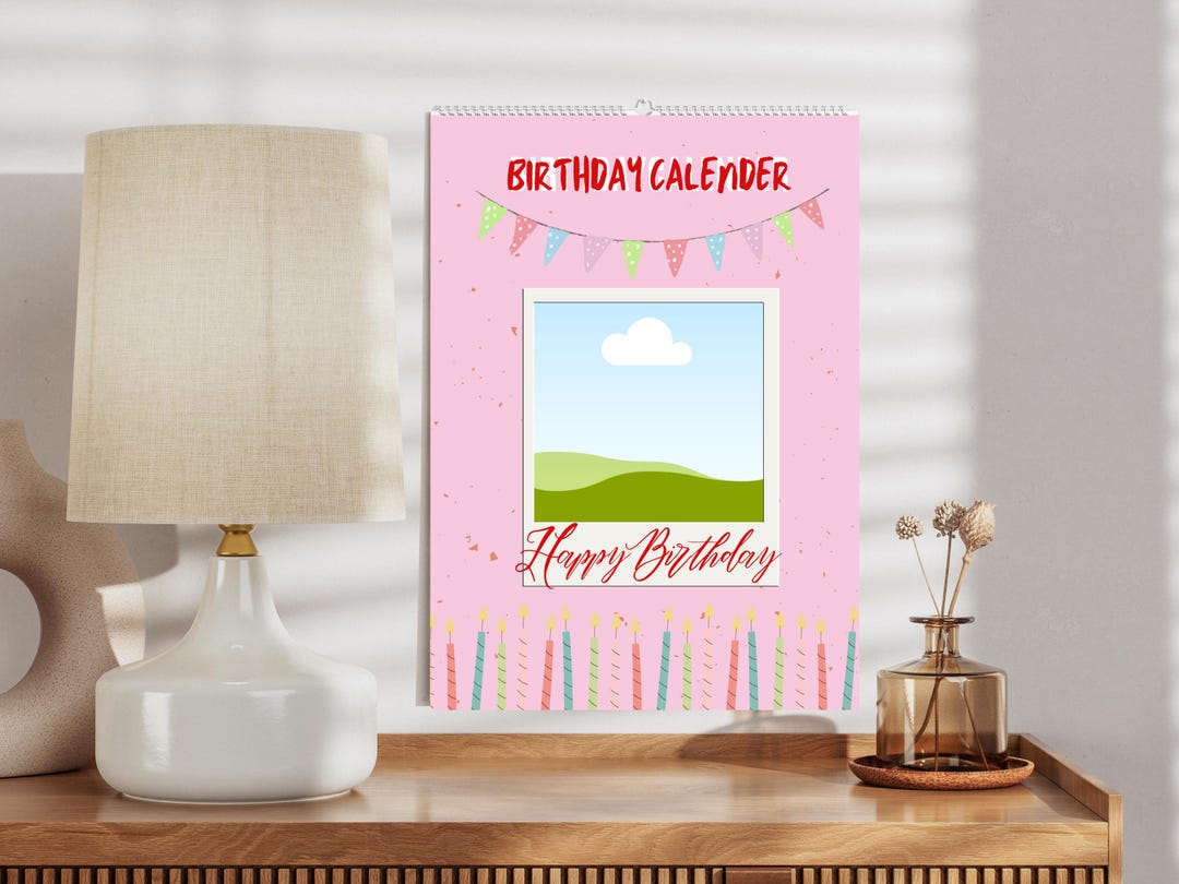 Pink Party Birthday Calendar Template: Customizable Printable (A4 ...