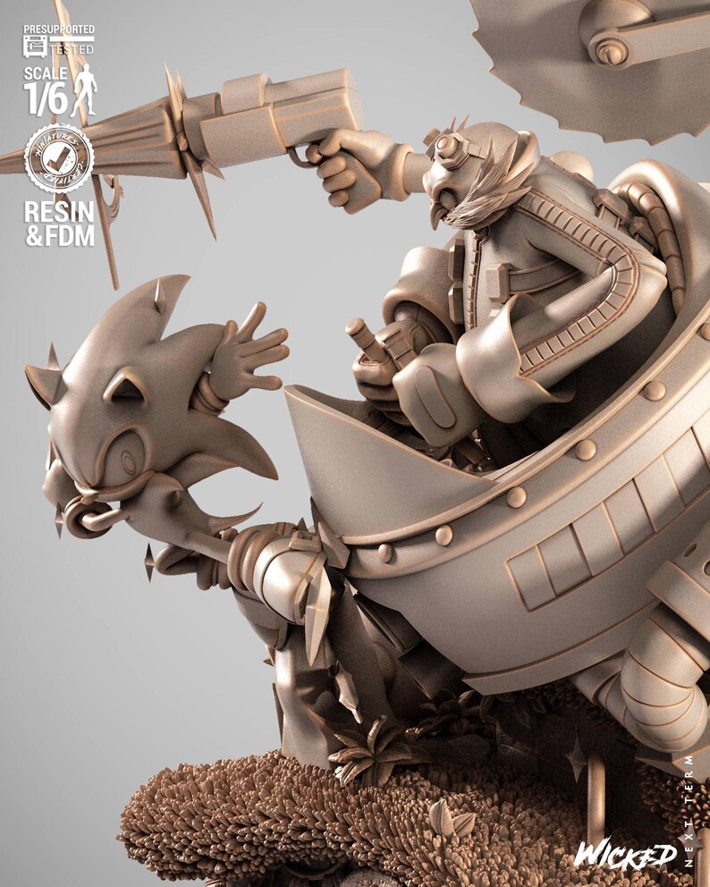 Sonic Vs Dr. Eggman Diorama 3D Printed Statue – Sonic the Hedgehog ...