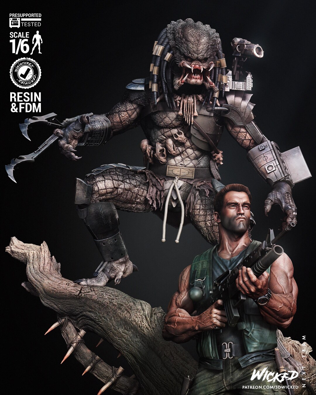 Predator and Dutch Diorama – 3D Printed Statue – Predator Movie ...
