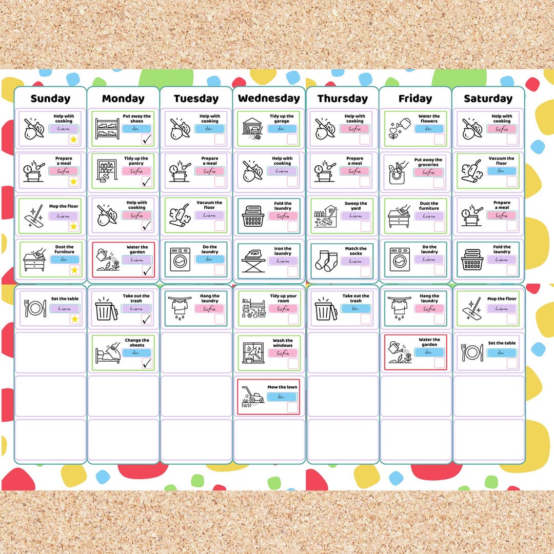Printable Family Chore Planner for Kids - Chores by Age + Bonus Helper ...