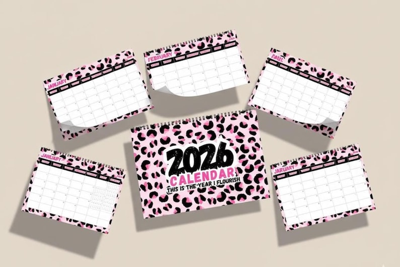 2026 Leopard Print Calendar A4 Printable Planner PDF JPG Digital ...