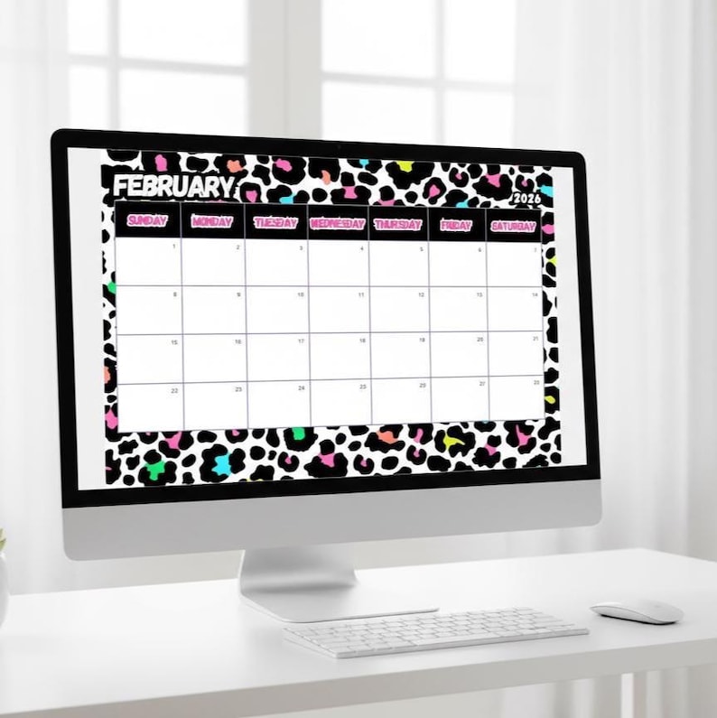 2026 Multicolor Leopard Print Calendar | A4 Printable Planner | Black ...