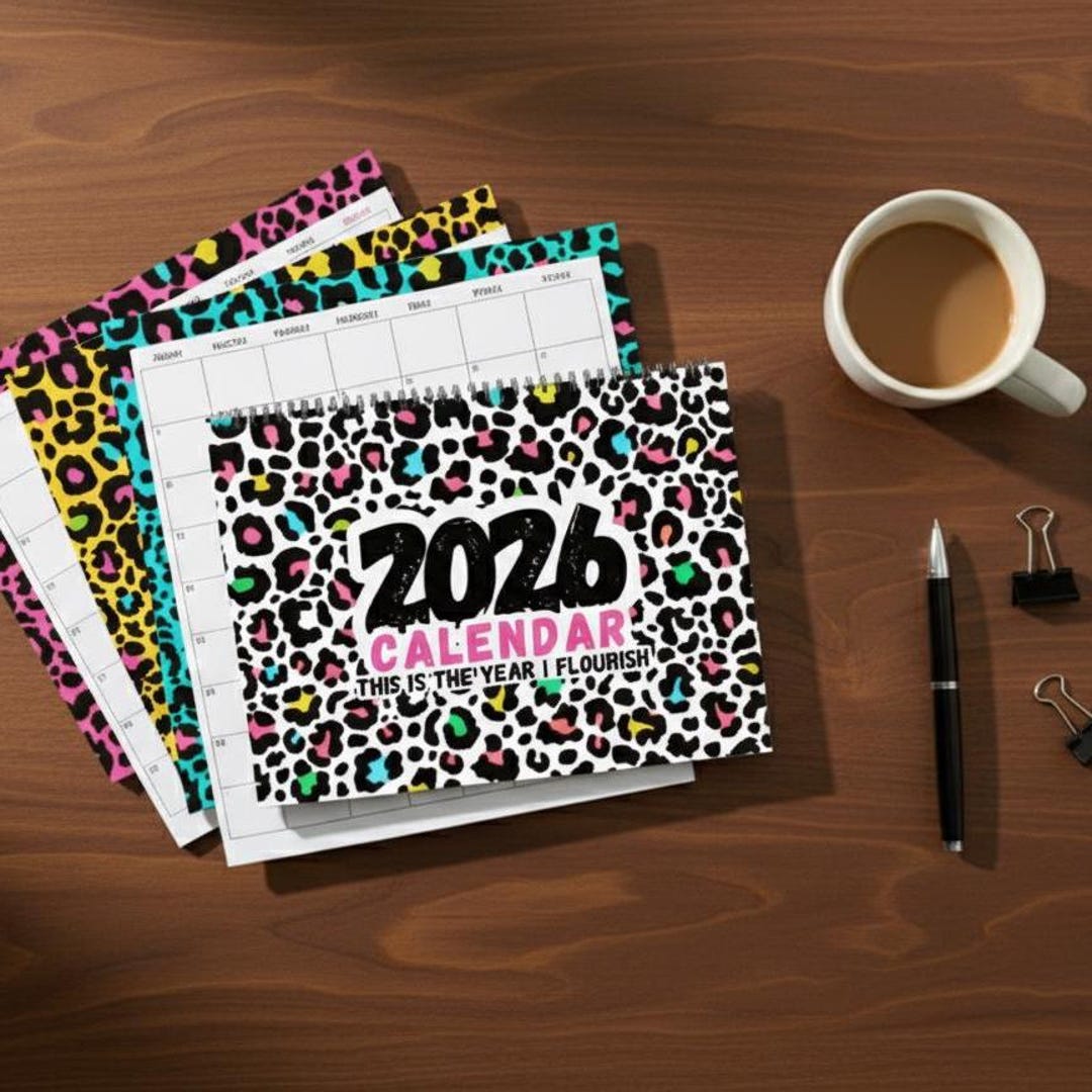 2026 Multicolor Leopard Print Calendar | A4 Printable Planner | Black ...