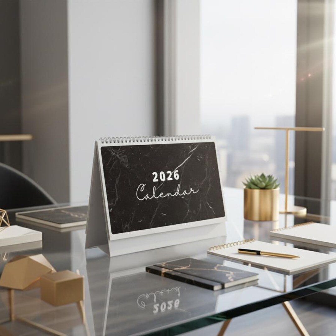 2026 Modern Calendar Minimal Black Marble Instant Download - Etsy
