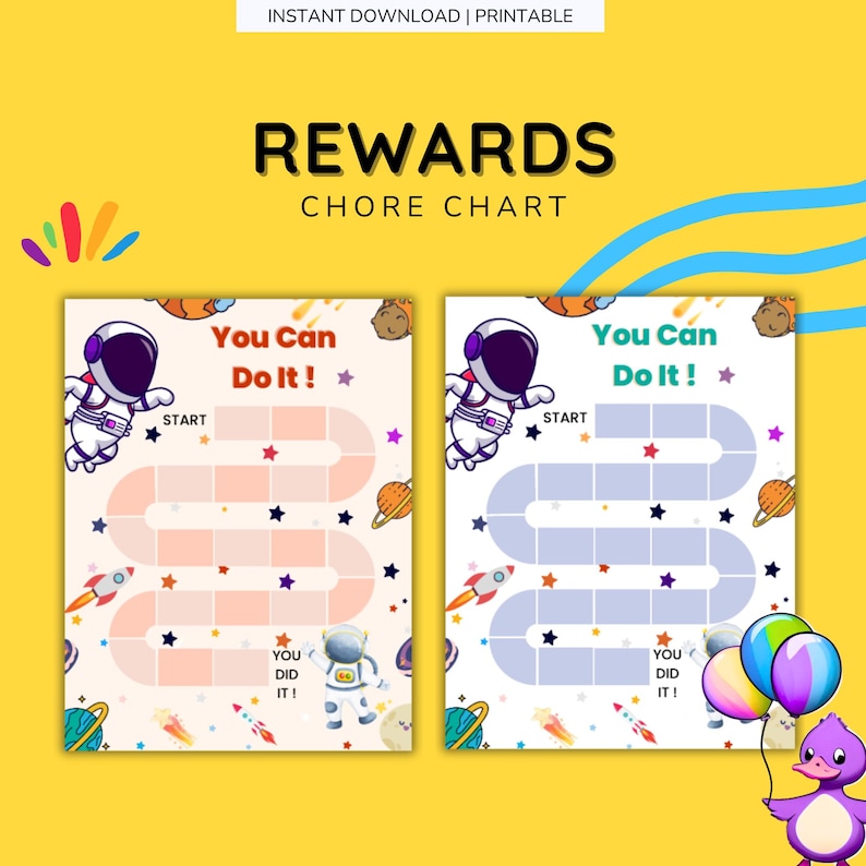 Space Chore Chart for Kids, Printable Reward Chart (PDF) - Etsy