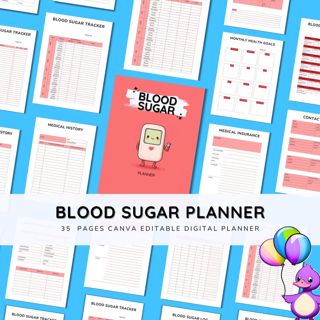Blood Sugar Planner, Diabetes Log Book, 35 Pages Glucose Tracker ...