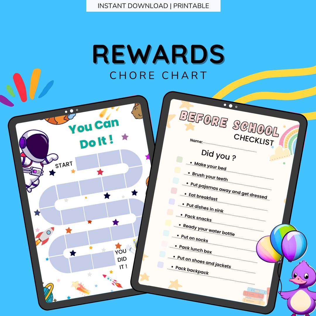 Space Chore Chart for Kids, Printable Reward Chart (PDF) - Etsy