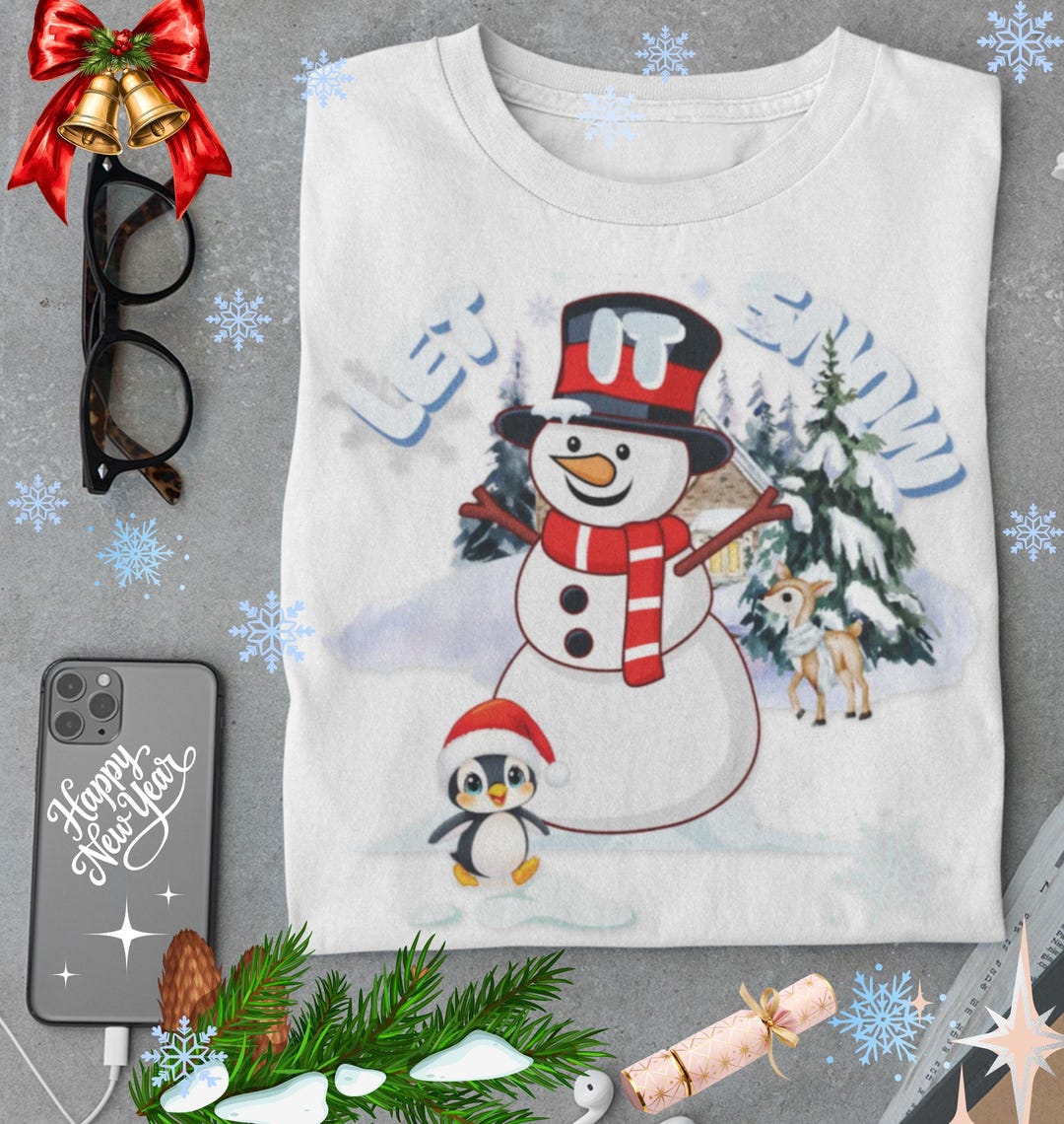 Snowman With Penguin Winter Scene Sweatshirt | Holiday Snowy Forest - Etsy