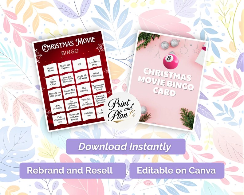 Christmas Movie Bingo Game: Printable Holiday Party Fun - Etsy
