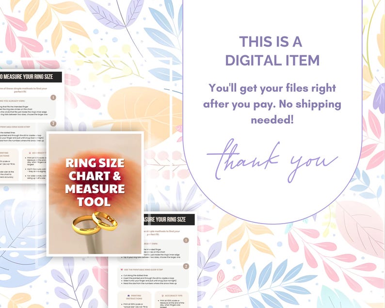 Ring Size Chart: Easy Printable Guide - US Sizes & Conversion - Etsy Canada