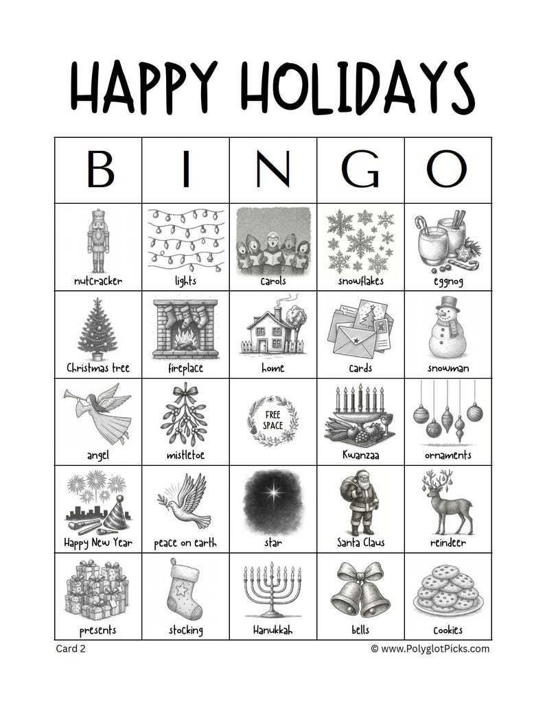 Holiday Bingo Game • Printable Christmas Bingo (36 Cards) - Etsy