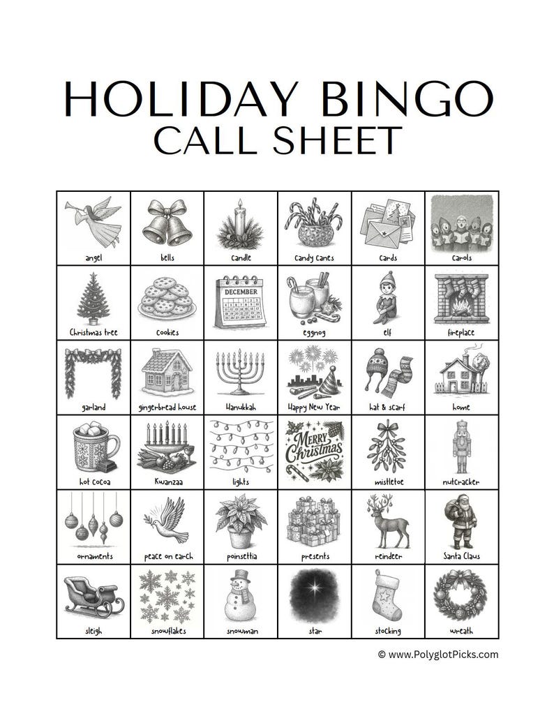 Holiday Bingo Game • Printable Christmas Bingo (36 Cards) - Etsy