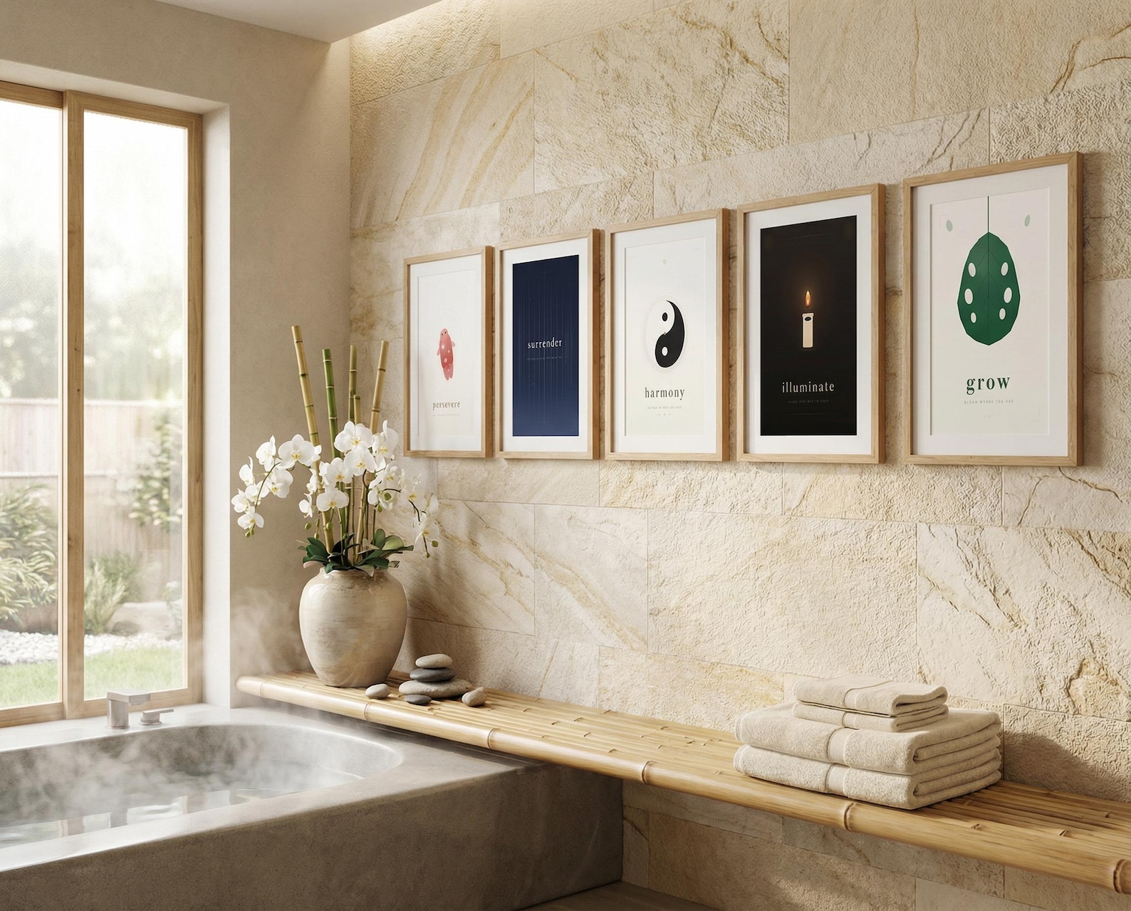 Zen Mindfulness Wall Art Set of 5, Grow Illuminate Harmony Prints ...