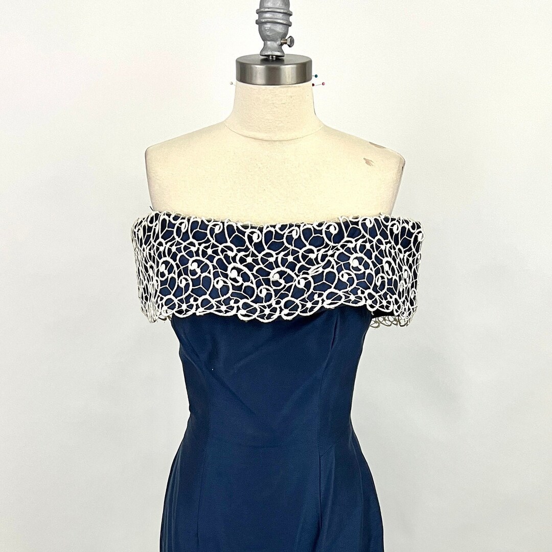 90s Vintage Evening Gown off Shoulder Size 10 House of Bianchi Made in ...