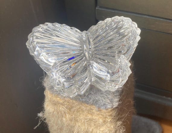 Vintage Crystal Clear Glass Butterfly-Shaped Trinket/… - Gem