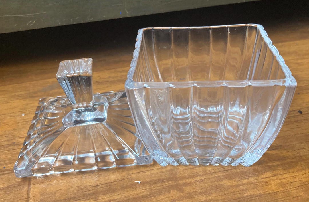 Vintage Clear Cut Square Crystal Glass Lidded Candy Dish Art Decor - Etsy