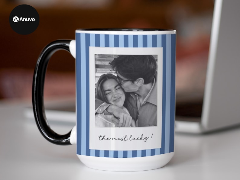 Custom Vintage Photo Mug With Text, Personalized Pottery Style Cup ...