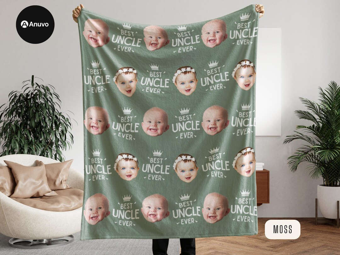 Best Uncle Ever Baby Face Blanket Personalized Photo Blanket With Kids ...