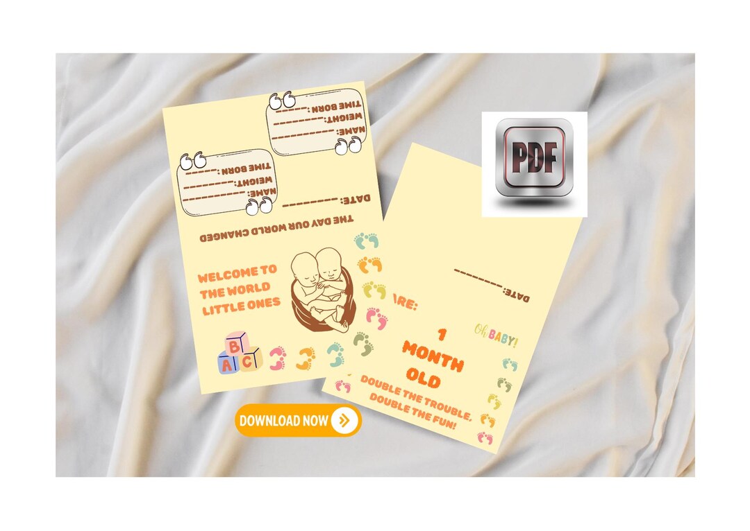 Twins Milestone Template: Foldable Keepsake, Instant PDF Download - Etsy