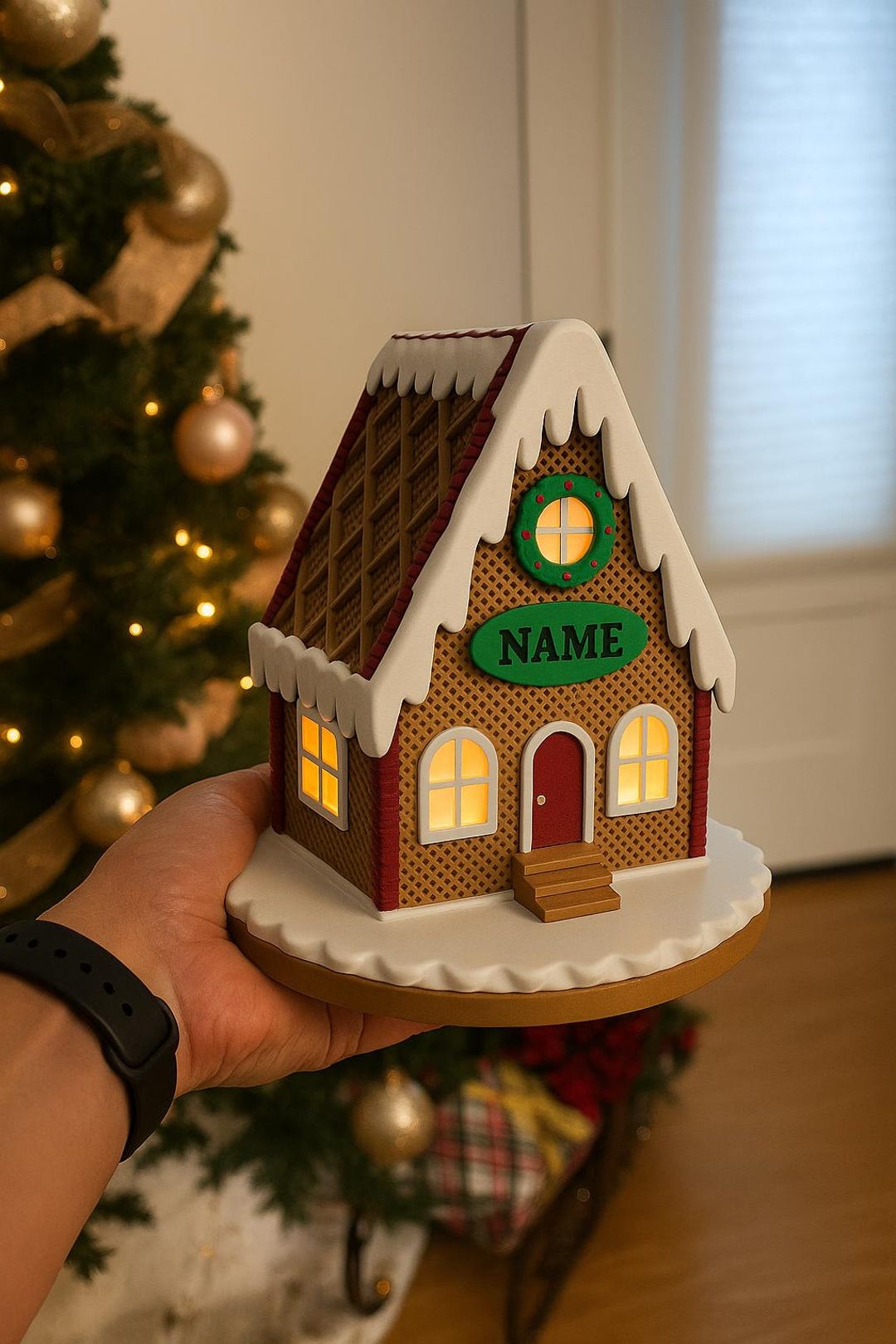 Personalized Gingerbread House With Lights – Custom Family Name ...