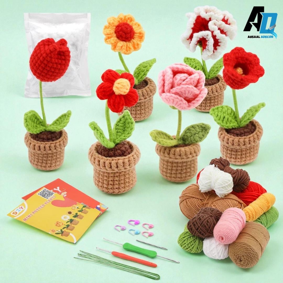 DIY Crochet Potted Flower Kit – Beginner Yarn Craft Set - Etsy