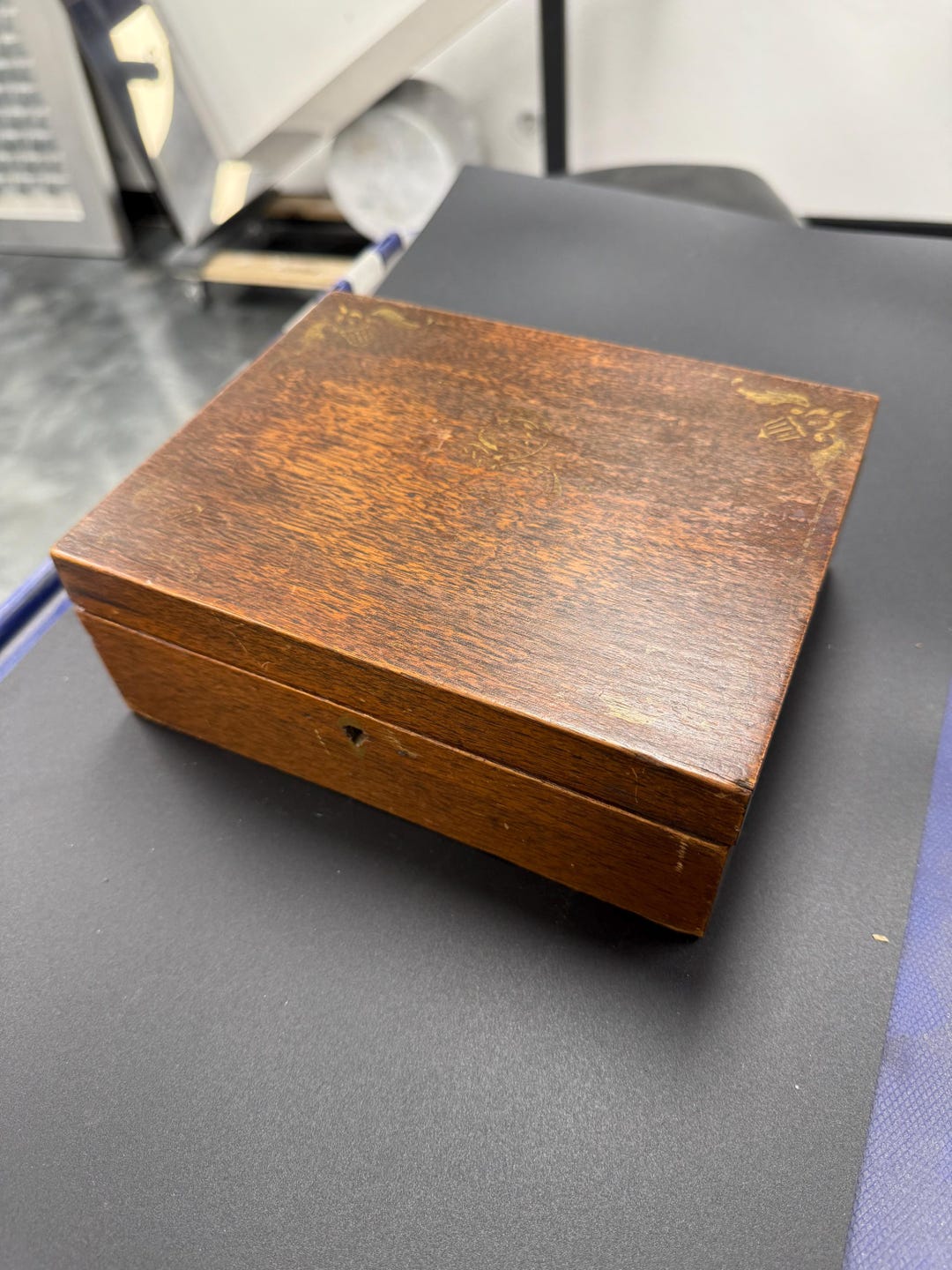Antique Mahogany Jewelry Box – Locking Wooden Keepsake Box W/ Original ...