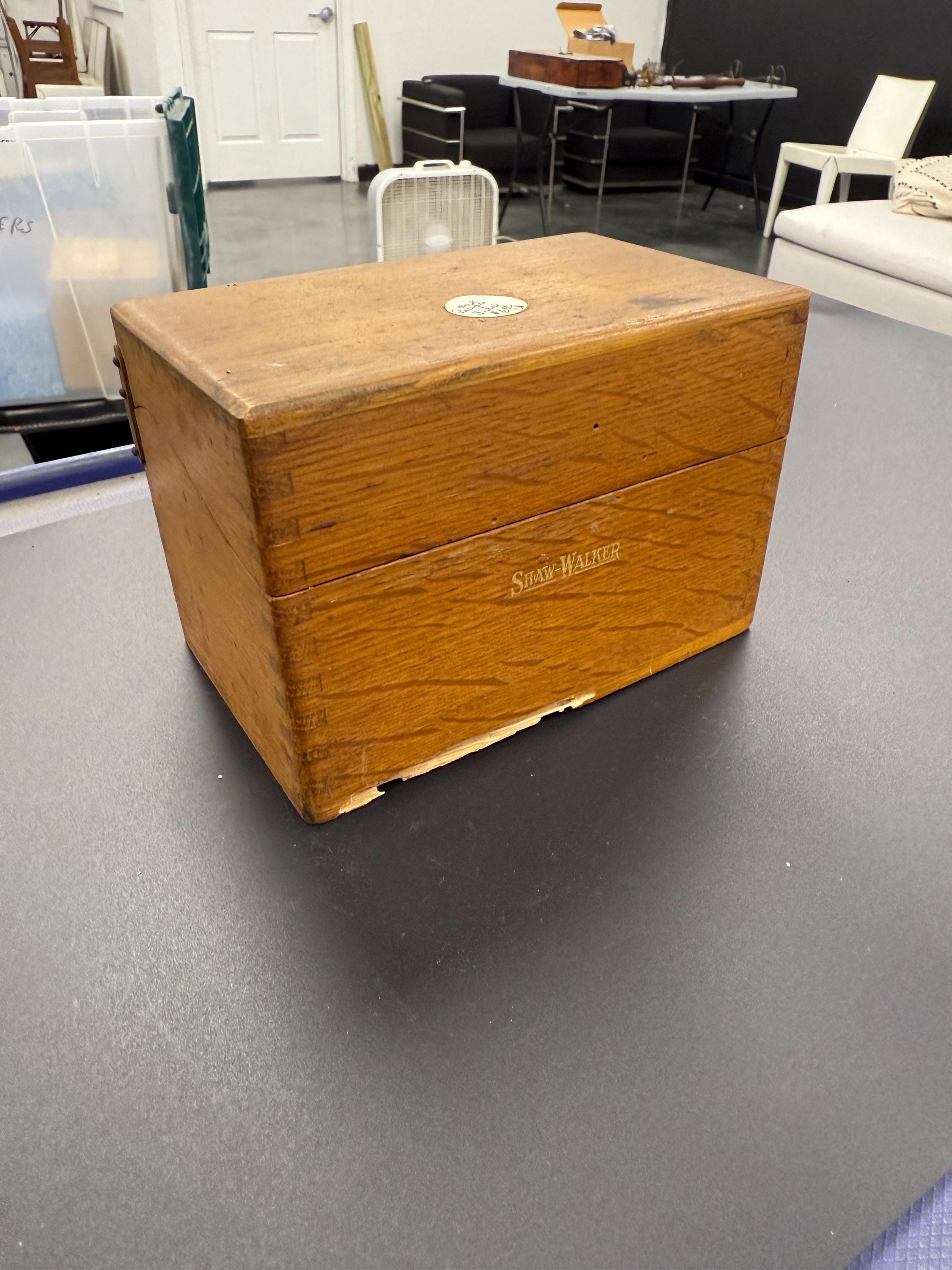 Vintage Shaw-walker Oak File Box | Rustic Office Storage - Etsy