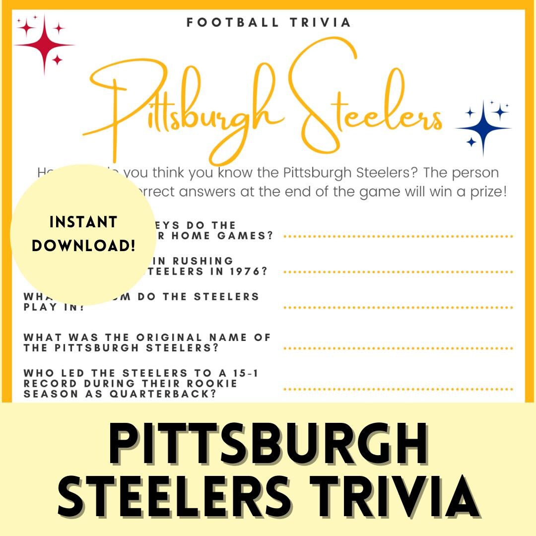 Pittsburgh Steelers Trivia Printable. Steelers Trivia. NFL Trivia. NFL ...