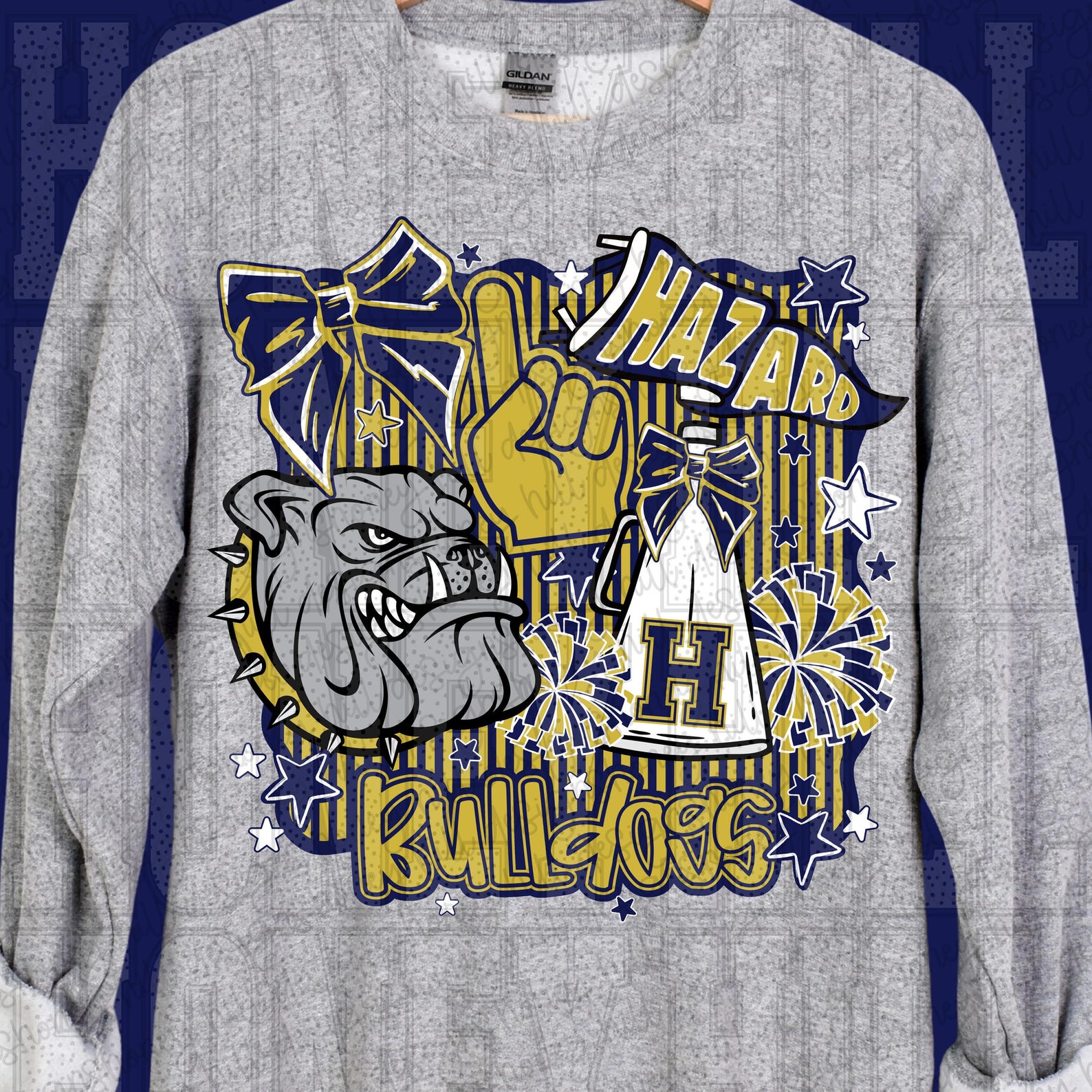 460. Hazard Bulldogs Spirit Digital Download PNG Navy Gold - Etsy