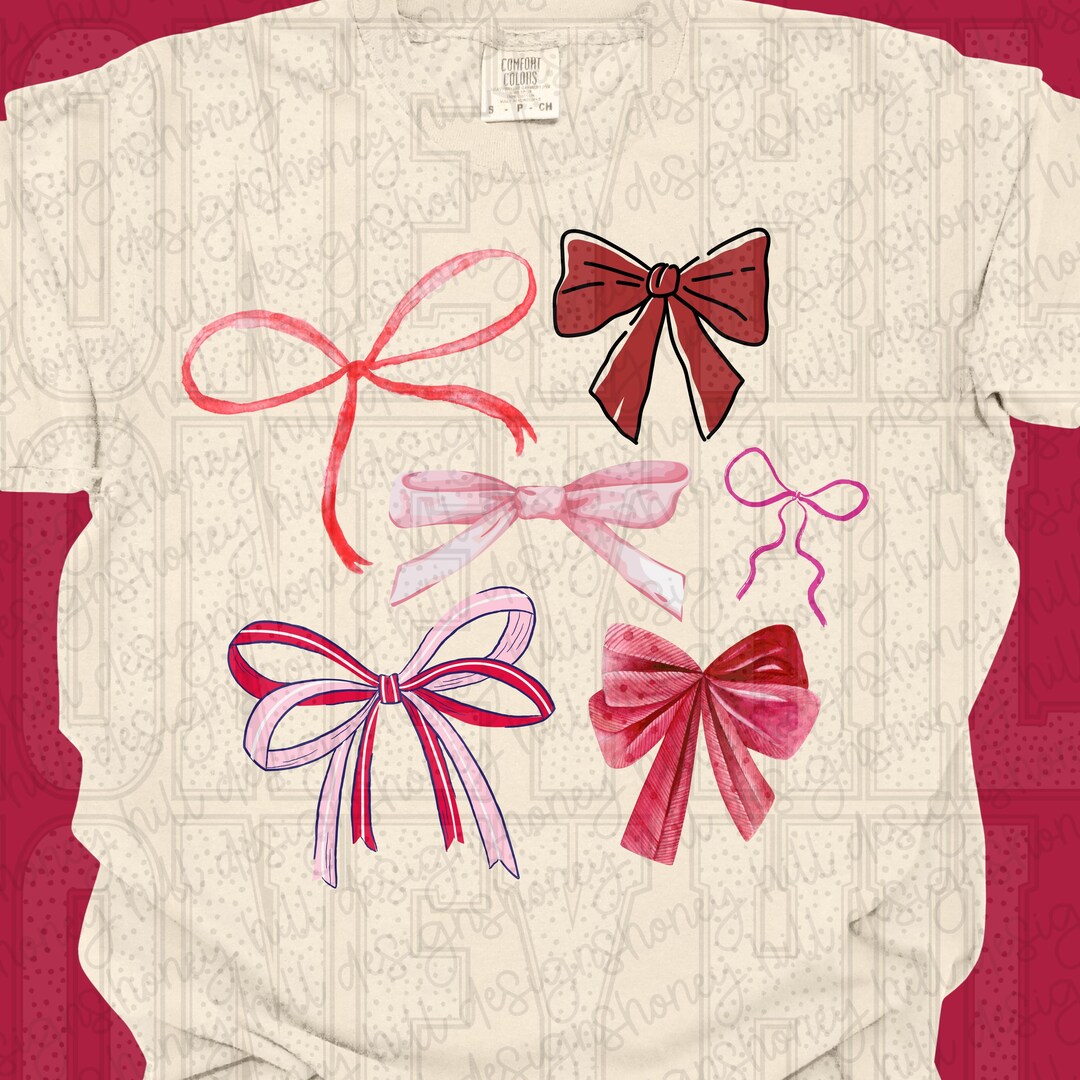 457. Red Pink Bows Valentine's Day Digital Download PNG - Etsy