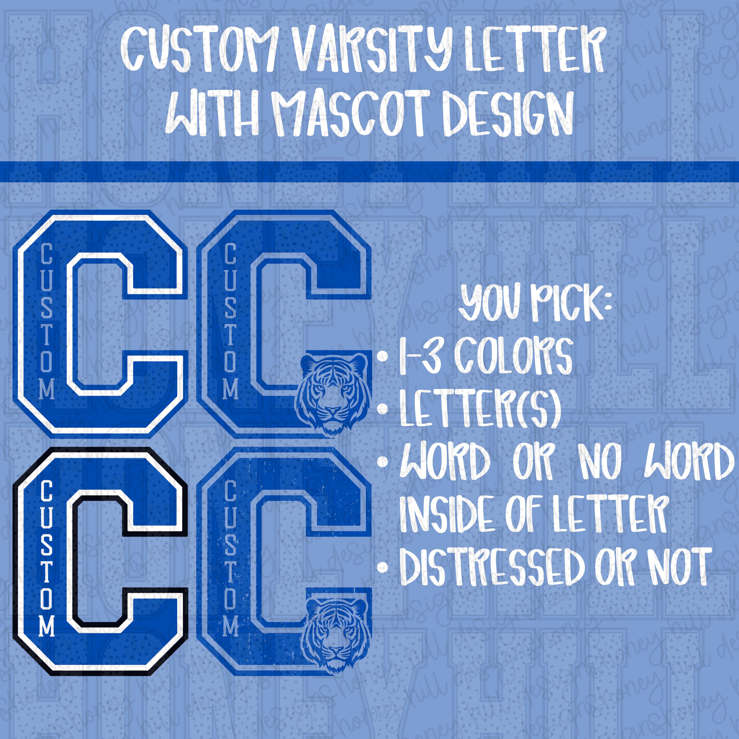 CUSTOM Varsity With Mascot, Word Insert, Distressed, Digital Download ...