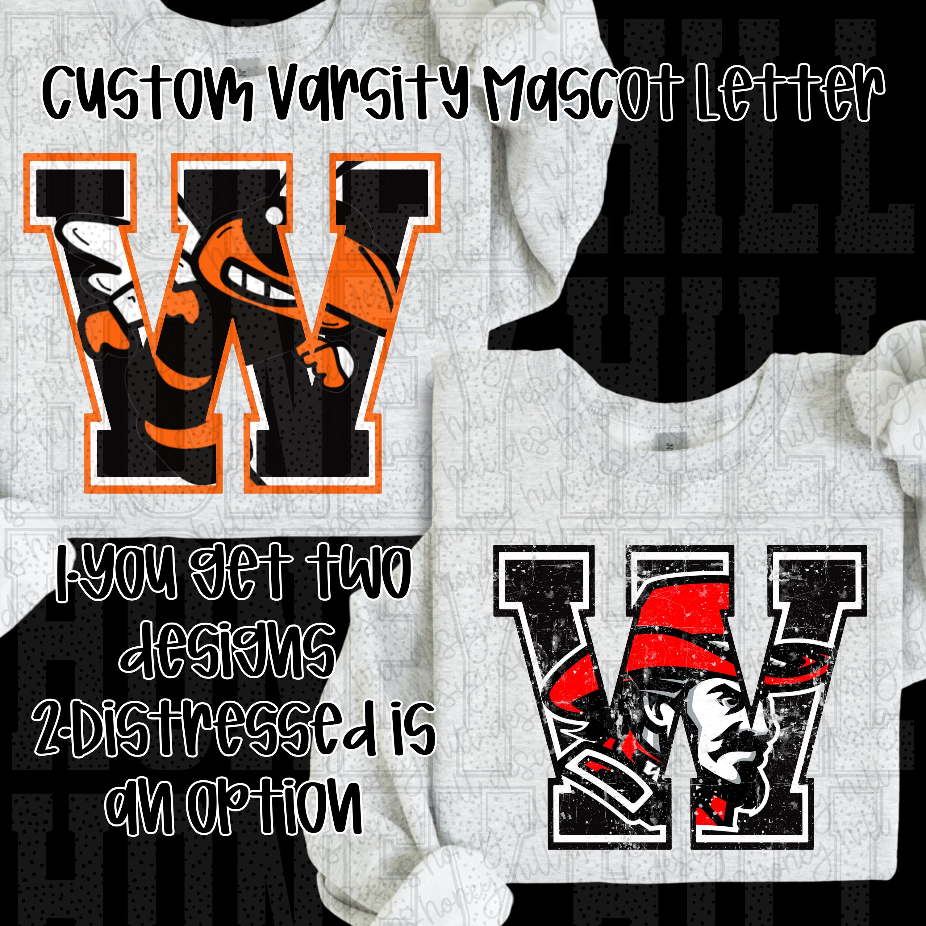 CUSTOM L Varsity Letter With Mascot L Distressed L Digital Download L ...