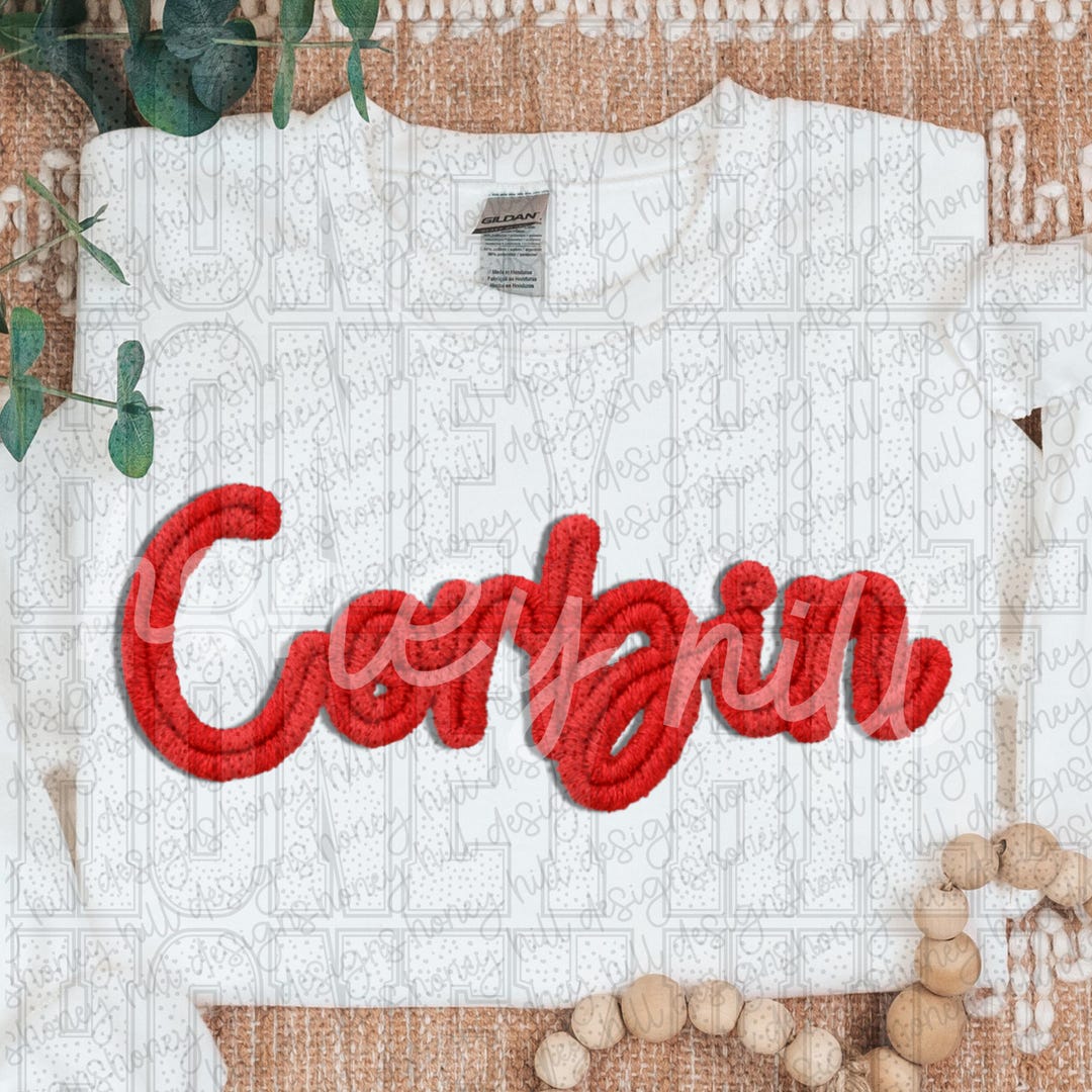 Faux Yarn Corbin Script, Red School Design (digital Download) - Etsy
