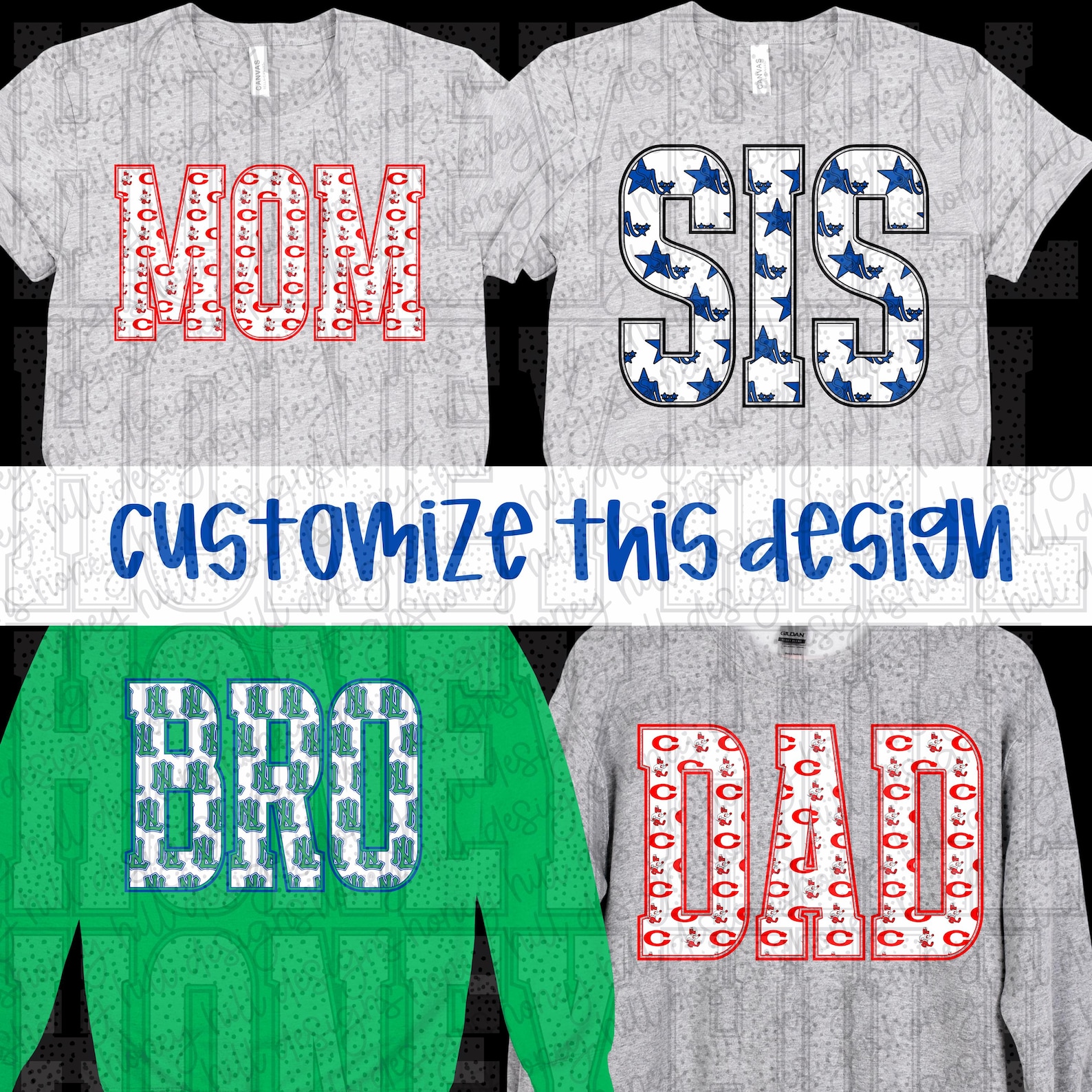 CUSTOM Sis Bro Mom Dad Logo Mascot Digital Download Design PNG - Etsy