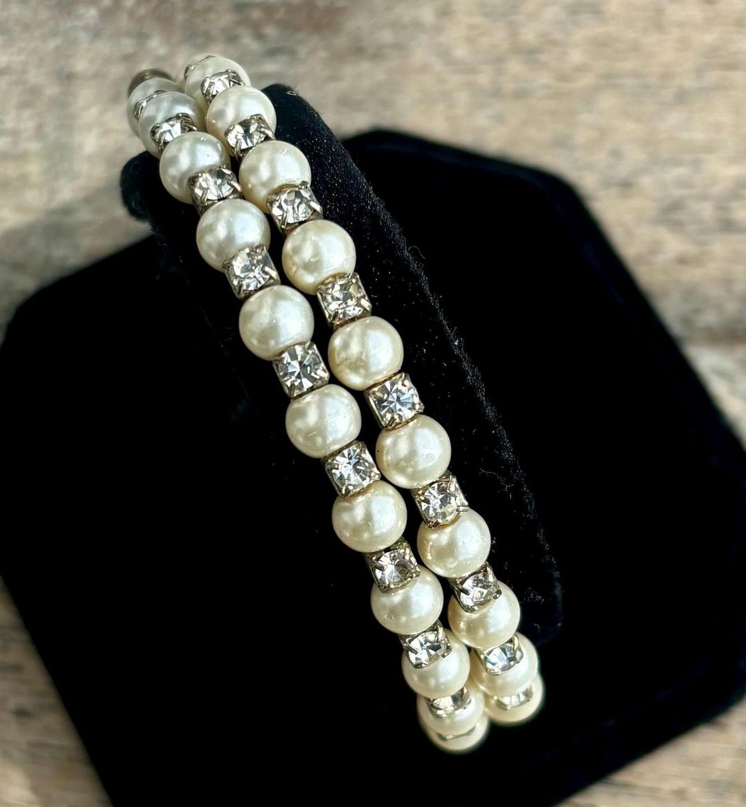 Pearl Rhinestone Coil Bracelet, Mid Century Bridal Jewelry - Etsy