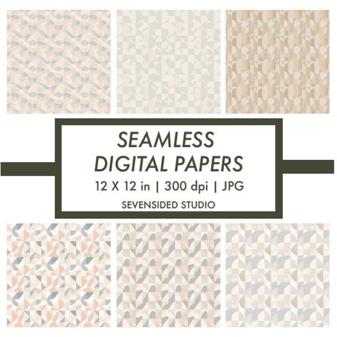 Mid-century Modern Digital Paper: Retro Geometric Patterns (12x12 in ...
