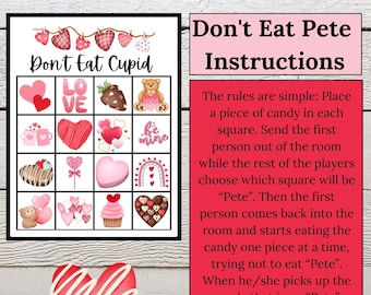 Valentine Game, Don't Eat Pete, Party Activity, Conversation Hearts ...