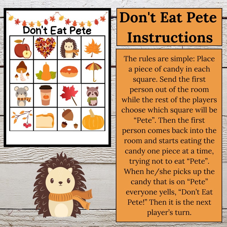 Fall/thanksgiving Game, Don't Eat Pete, Party Activity, Fall Party ...
