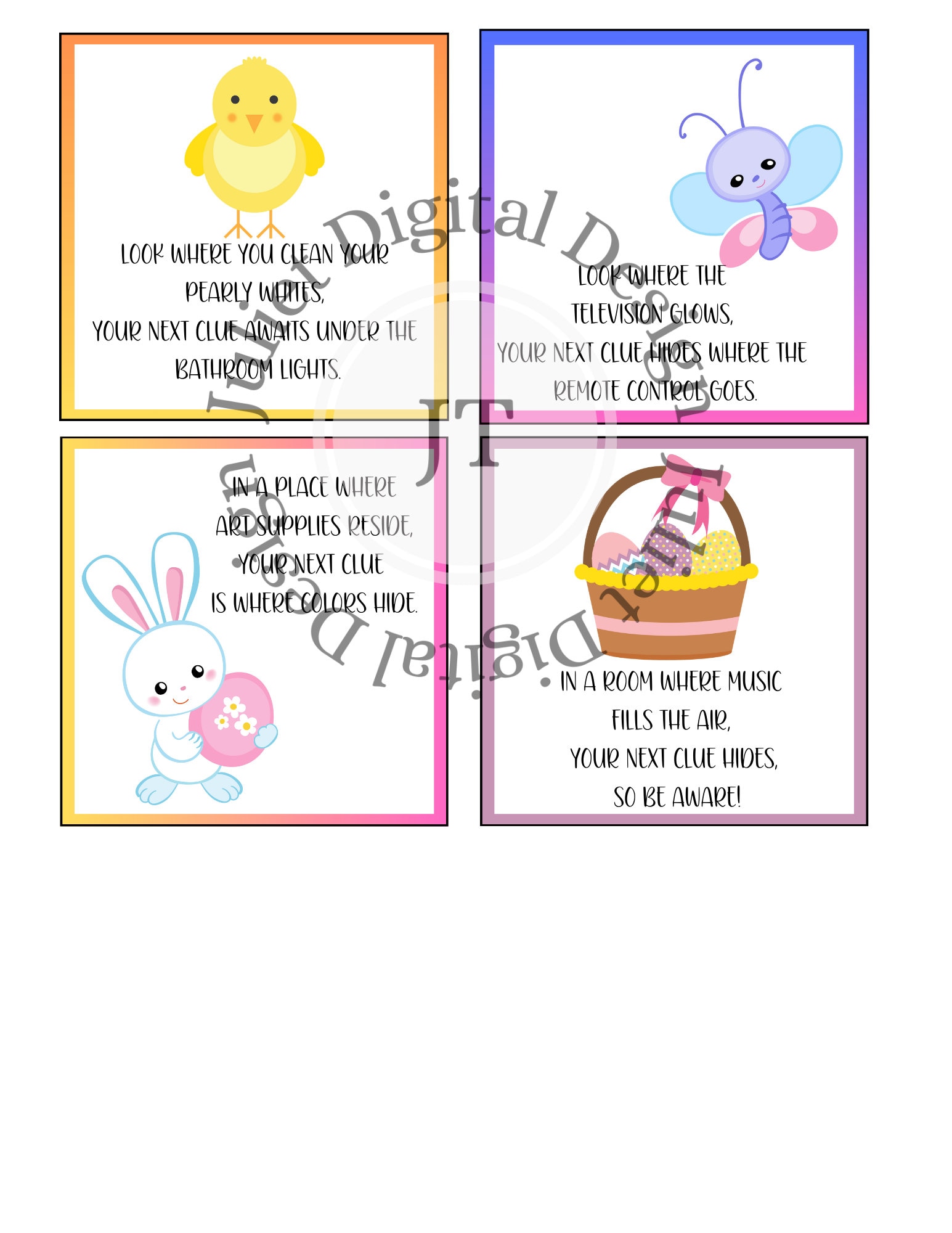 Easter Indoor Kids Scavenger Hunt, Easter Clues, Easter Party, 12 Clues ...