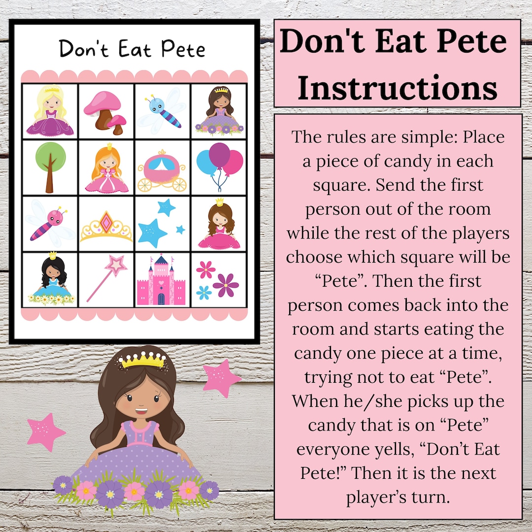 Princess Game, Don't Eat Pete, Party Activity, Princess Birthday ...