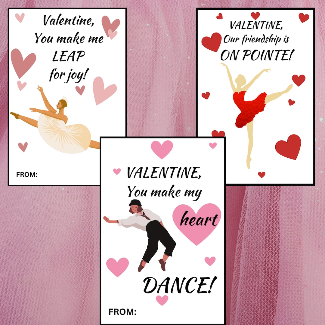 Editable Dance Valentine's Day Cards, Printable Tags (digital) - Etsy
