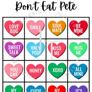 Valentine Game, Don't Eat Pete, Party Activity, Conversation Hearts ...
