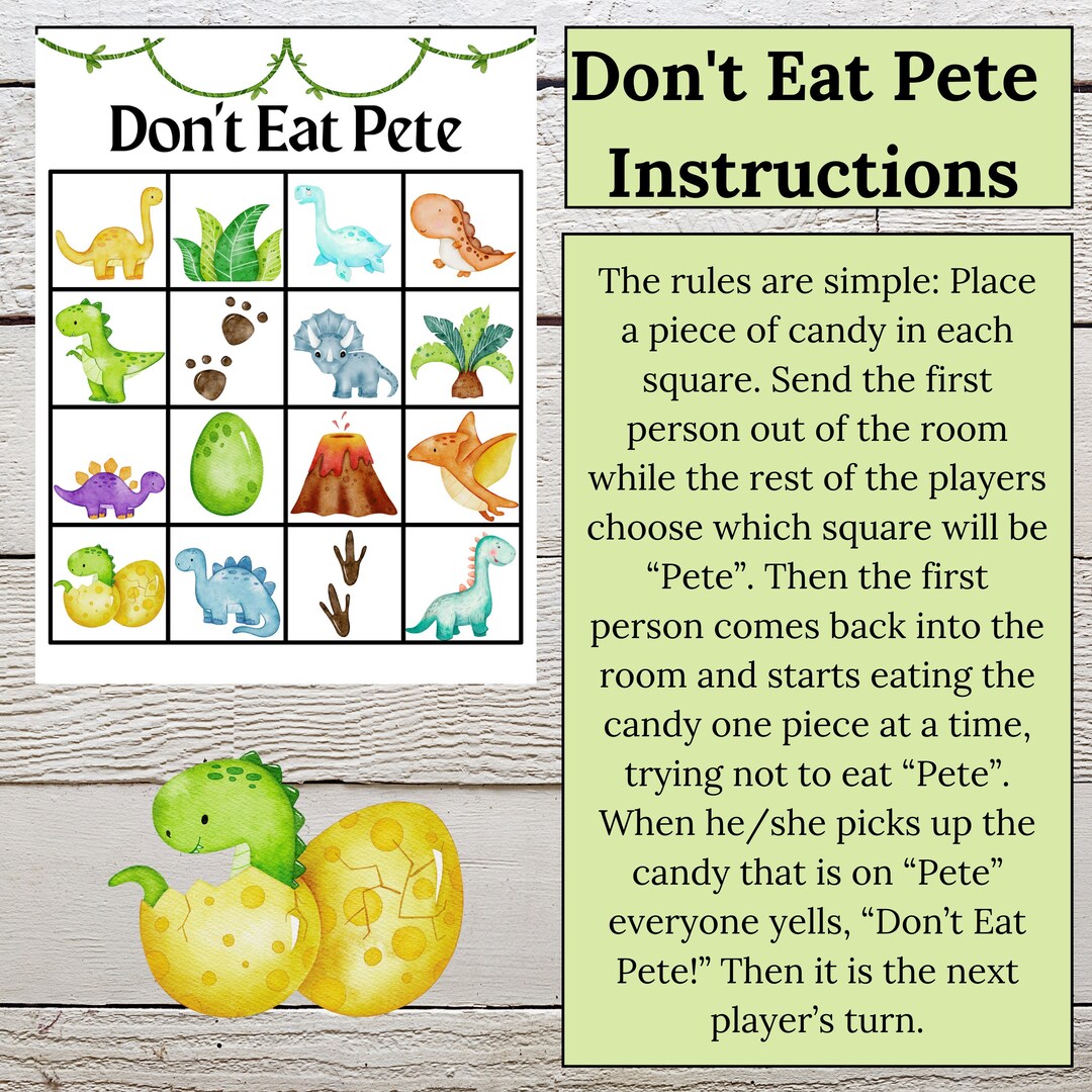 Dinosaur Game, Don't Eat Pete, Party Activity, Dinomite Birthday ...
