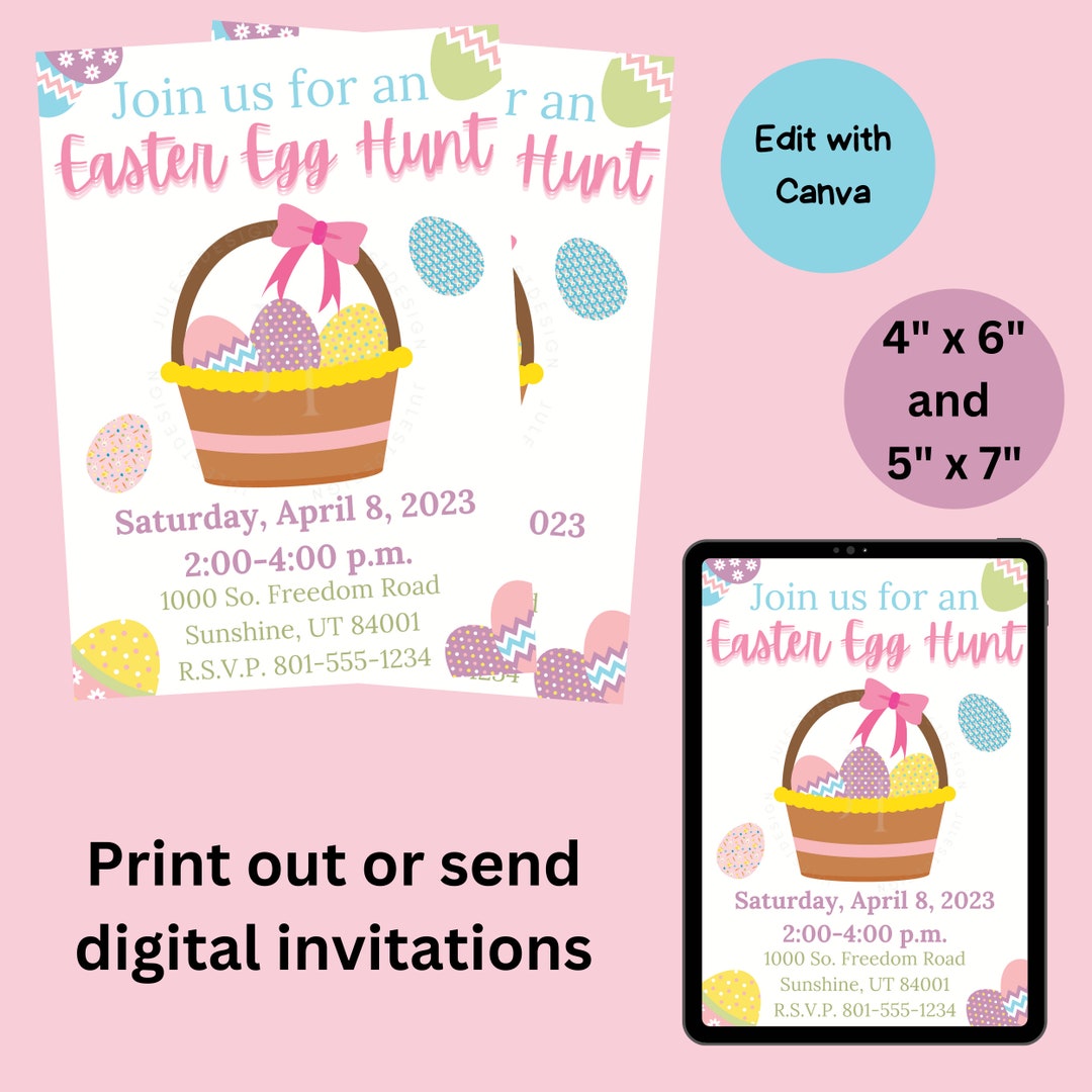 Editable Easter Invitation, Egg Hunt, Easter, Easter Party, Printable ...