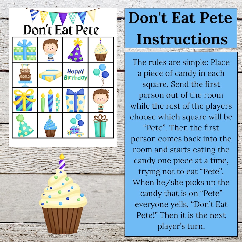 Birthday Boy Game, Don't Eat Pete, Party Activity, Birthday, Printable ...