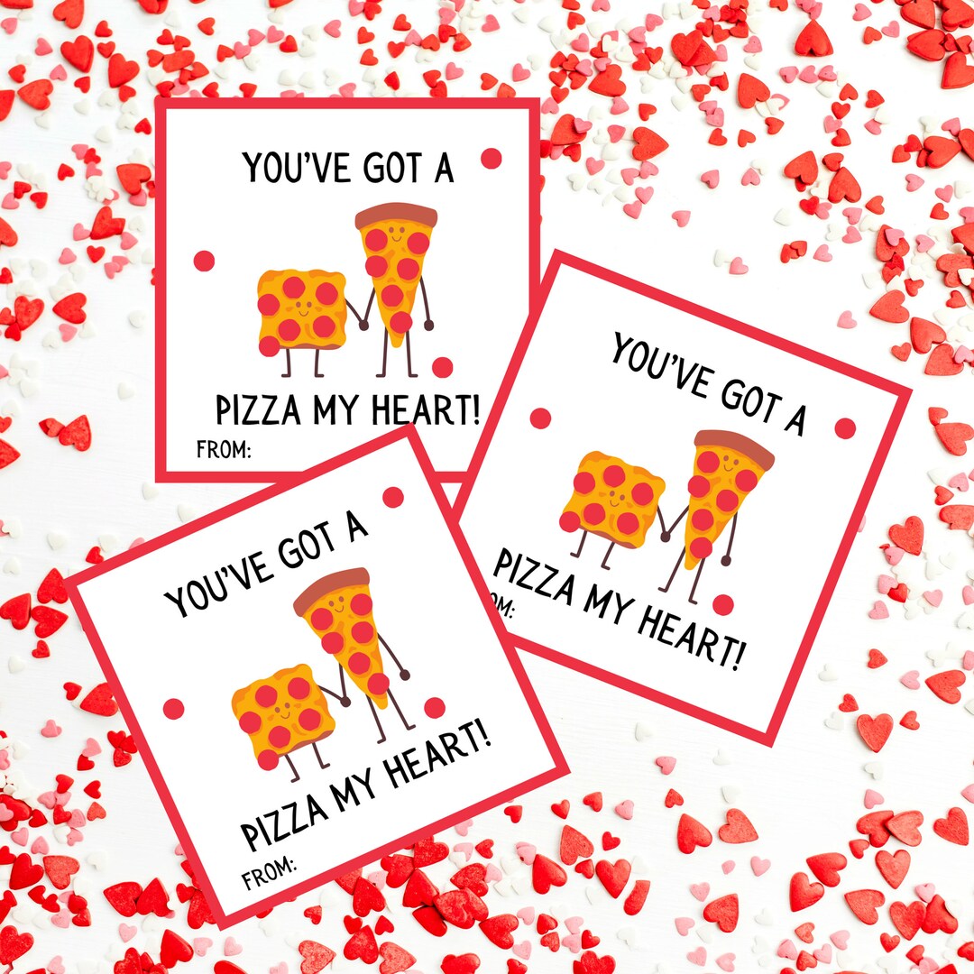 Valentine's Day Cards, Valentine Pizza Tag, Pepperoni Pizza, Valentine ...