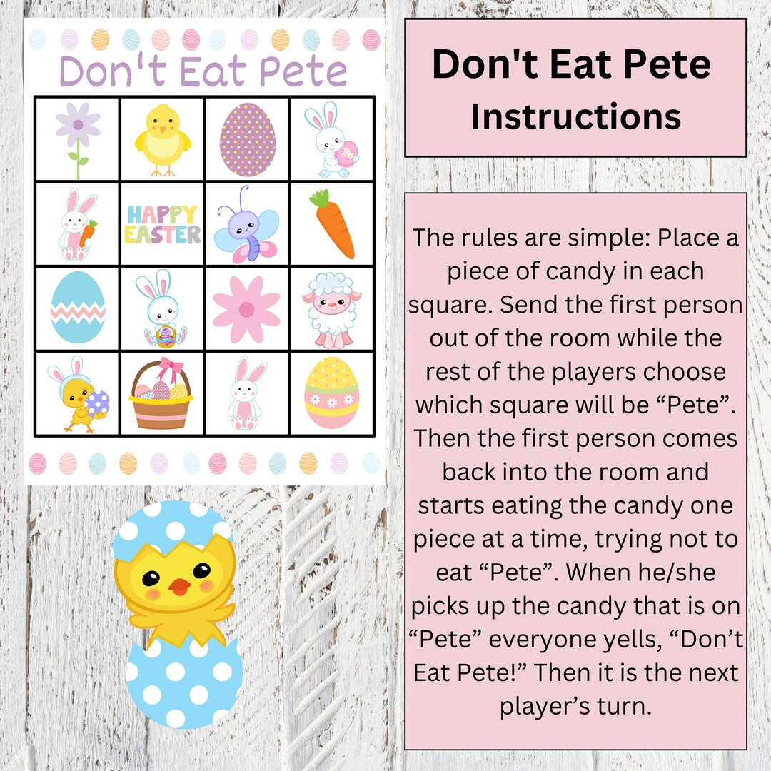 Easter Game Don't Eat Pete, Easter Game, Church Party Activity, Easter ...