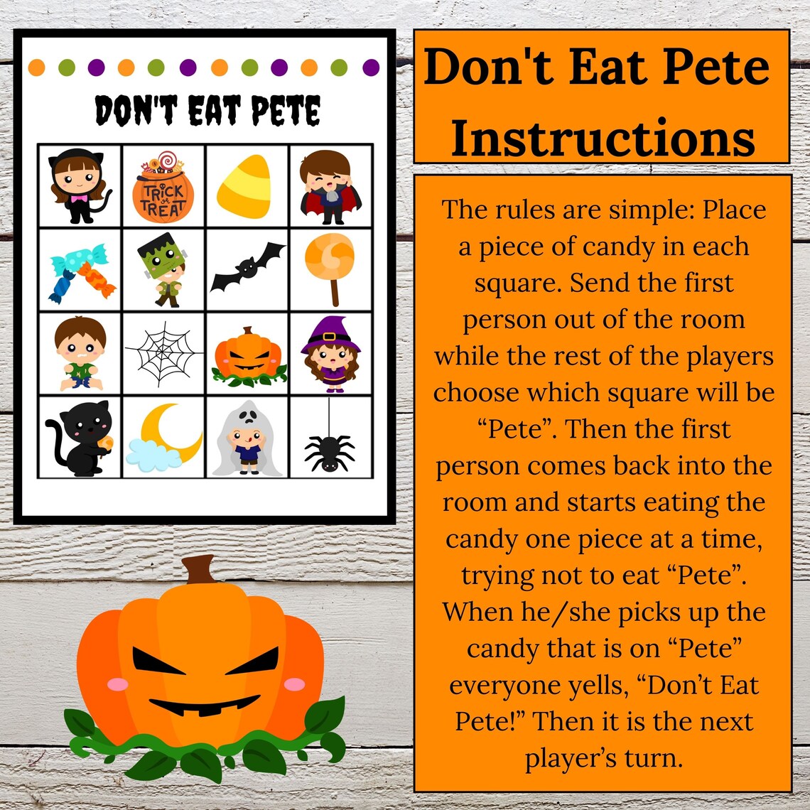 Halloween Game, Don't Eat Pete, Party Activity, Halloween Party ...