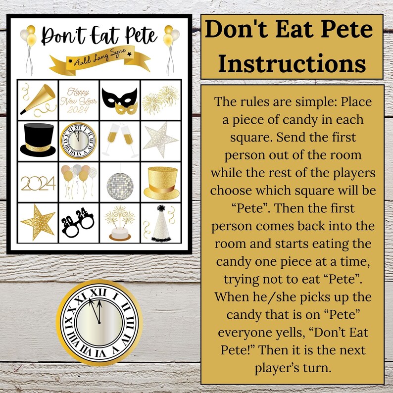 New Year's Eve Game, Don't Eat Pete, Party Activity, New Year ...